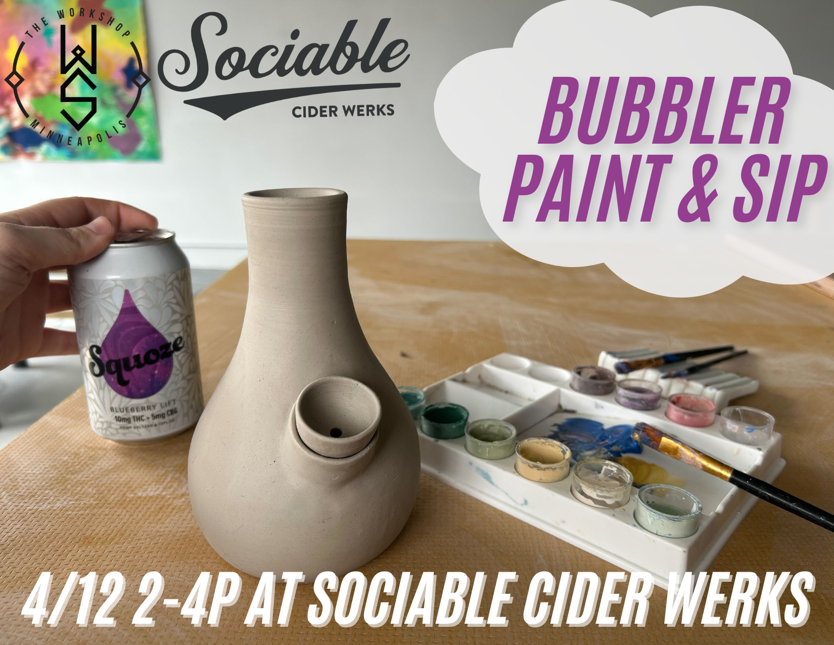 Bubbler Sip & Paint at Sociable Cider Werks!! 4/12 2-4p | The Workshop Mpls